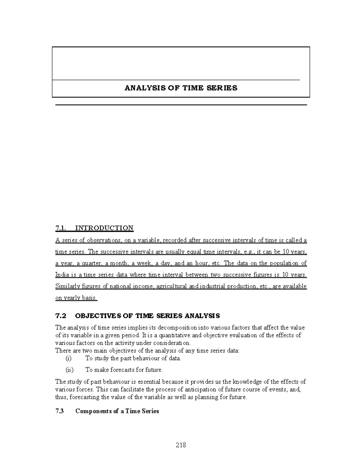 Topic 4 Analysis of Time Series - ANALYSIS OF TIME SERIES 7 ...