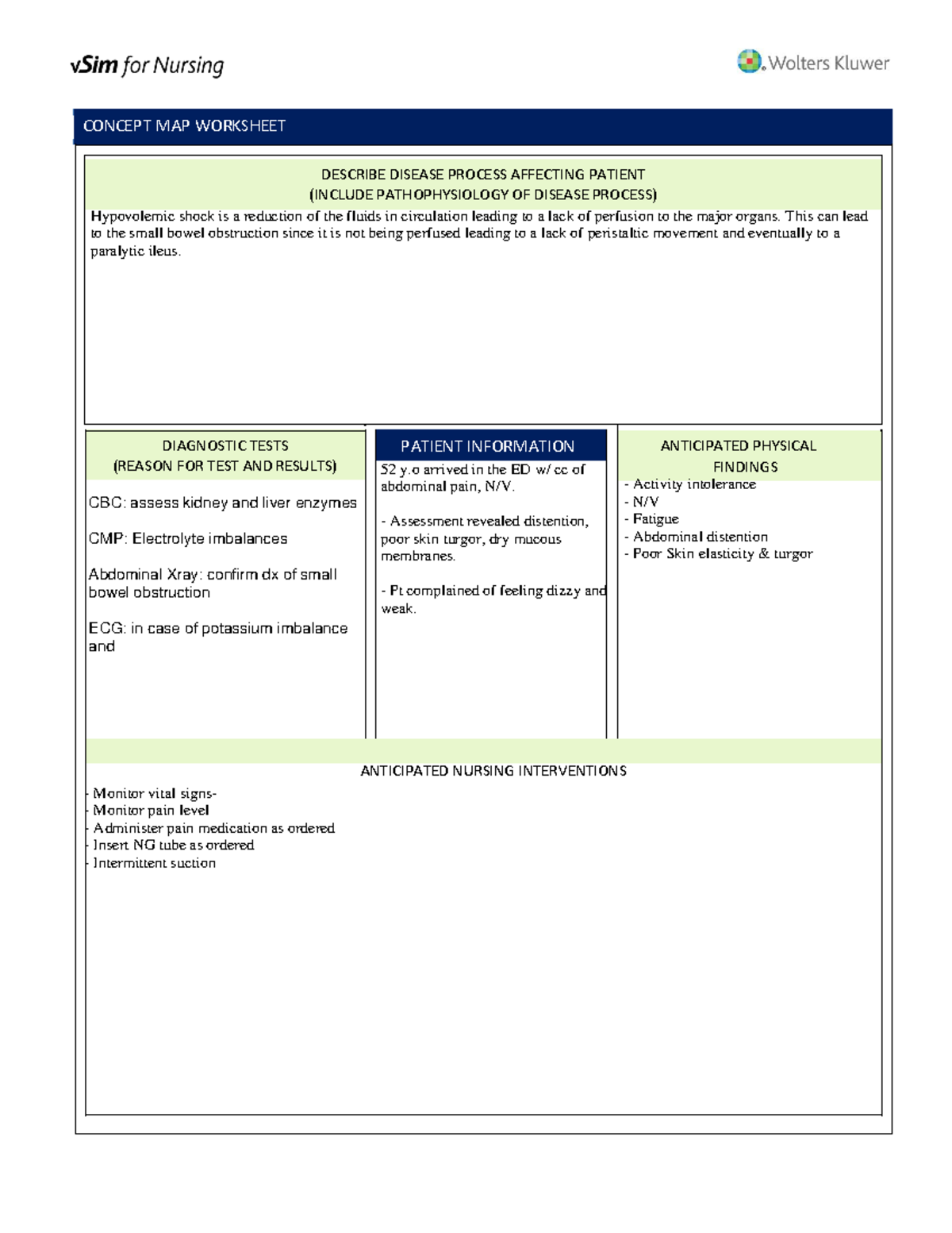 Stan v Sim Worksheet - CONCEPT MAP WORKSHEET DESCRIBE DISEASE PROCESS ...
