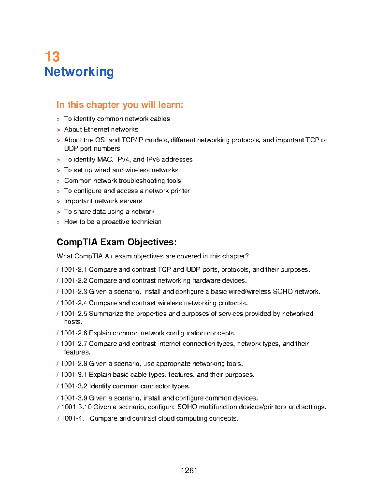 Network - 13 Networking In this chapter you will learn: > To identify ...