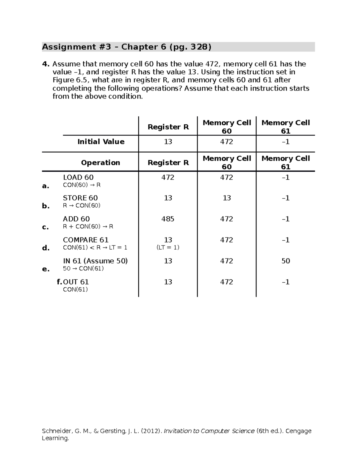 COMP 200 Assignment 3 Textbook Questions - Assignment #3 – Chapter 6 (pg. 328) Assume that ...