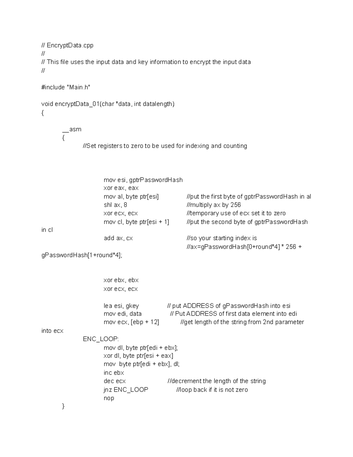 Encrypt Data In Assembly - // EncryptData // // This file uses the ...