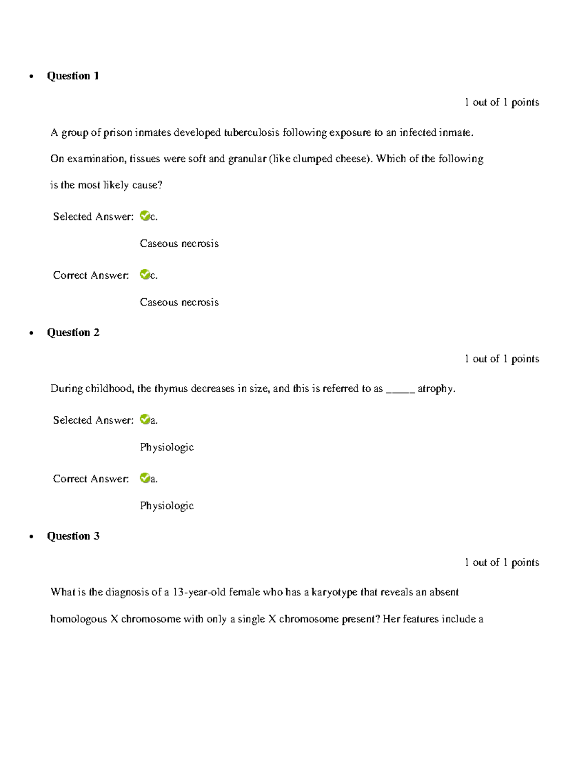 Walden University NURS 6501 QUIZ 1 Advanced Pathophysiology.pdf - Question 1 1 out of 1 points A ...