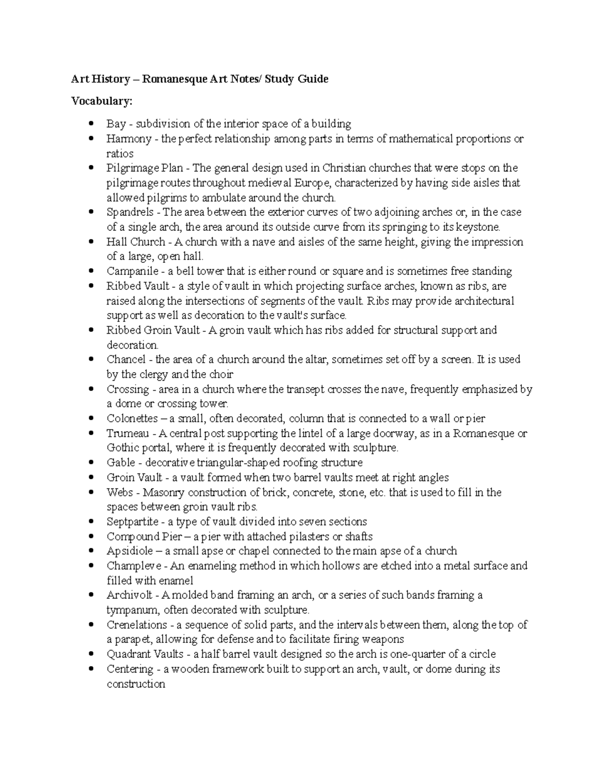 Art History notes- Romanesque Art - Art History – Romanesque Art Notes ...