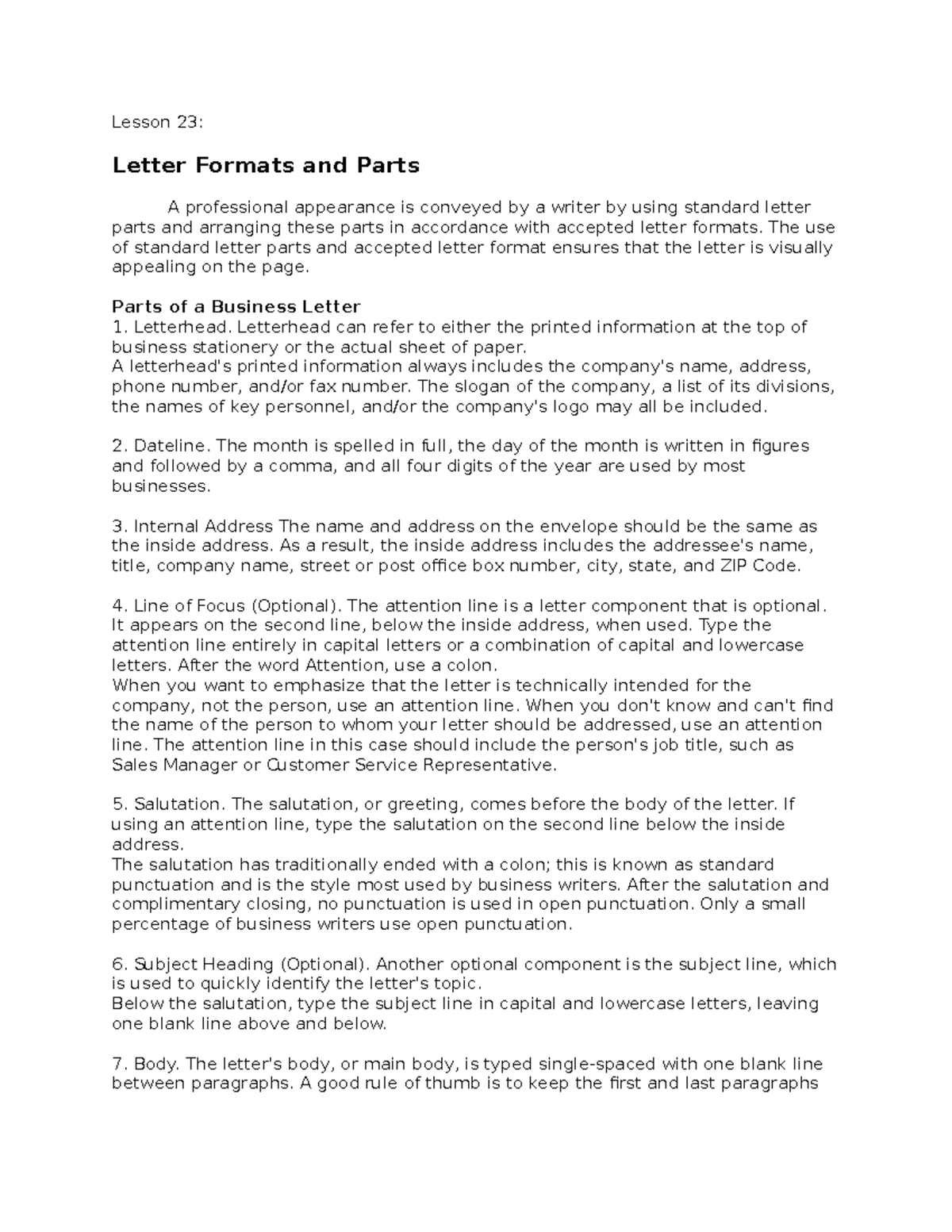 Letter Format Attention Line