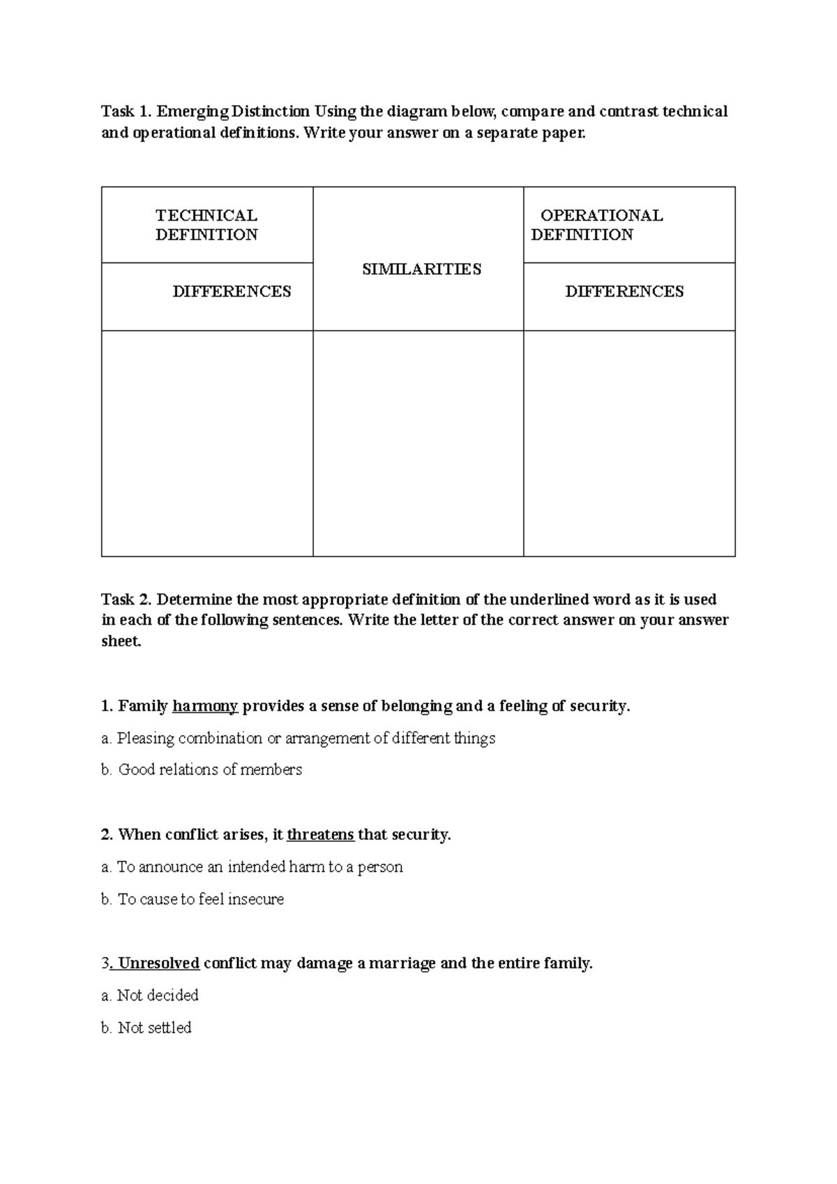 Activity - Task 1. Emerging Distinction Using the diagram below ...