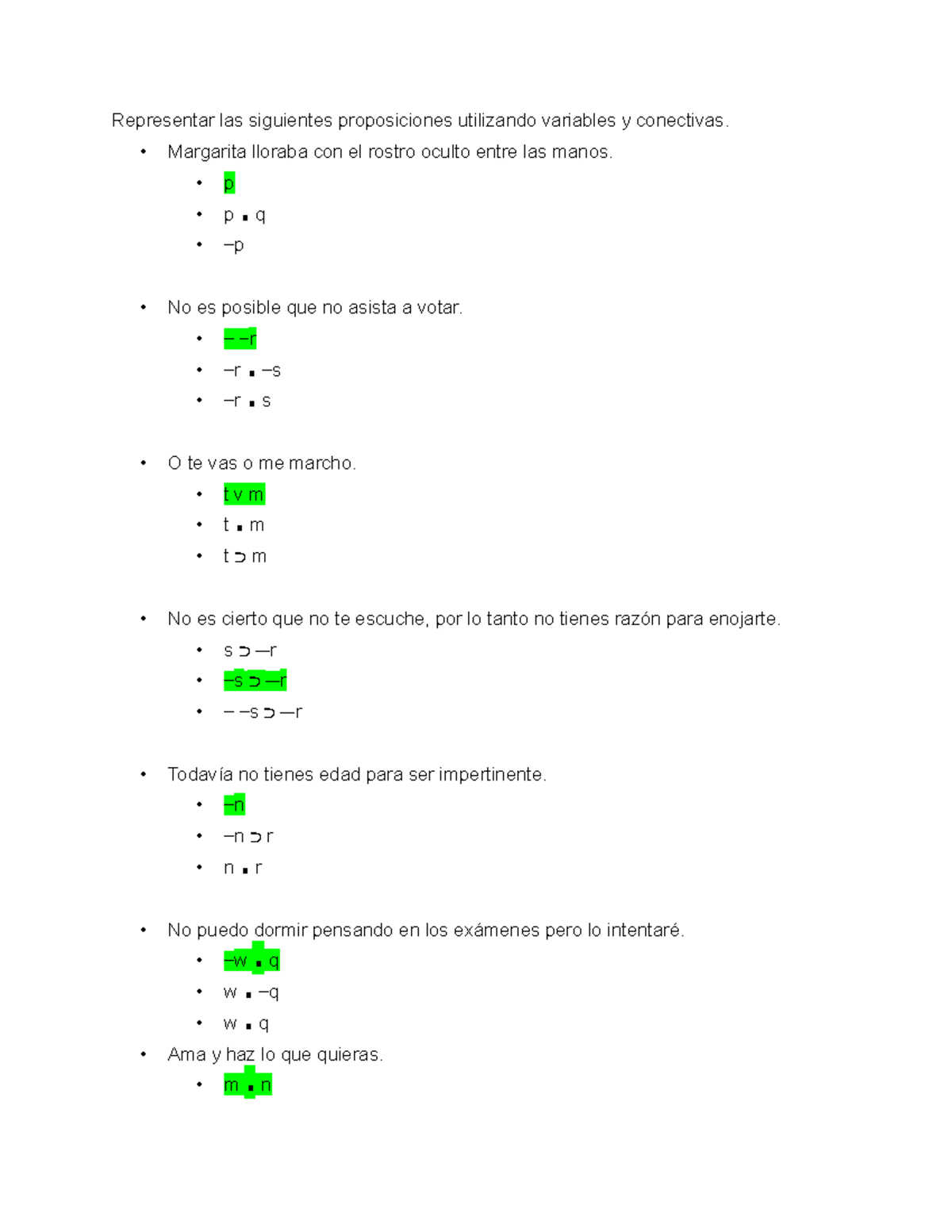 Actividad 2 - Simbolizar logica - Representar las siguientes ...