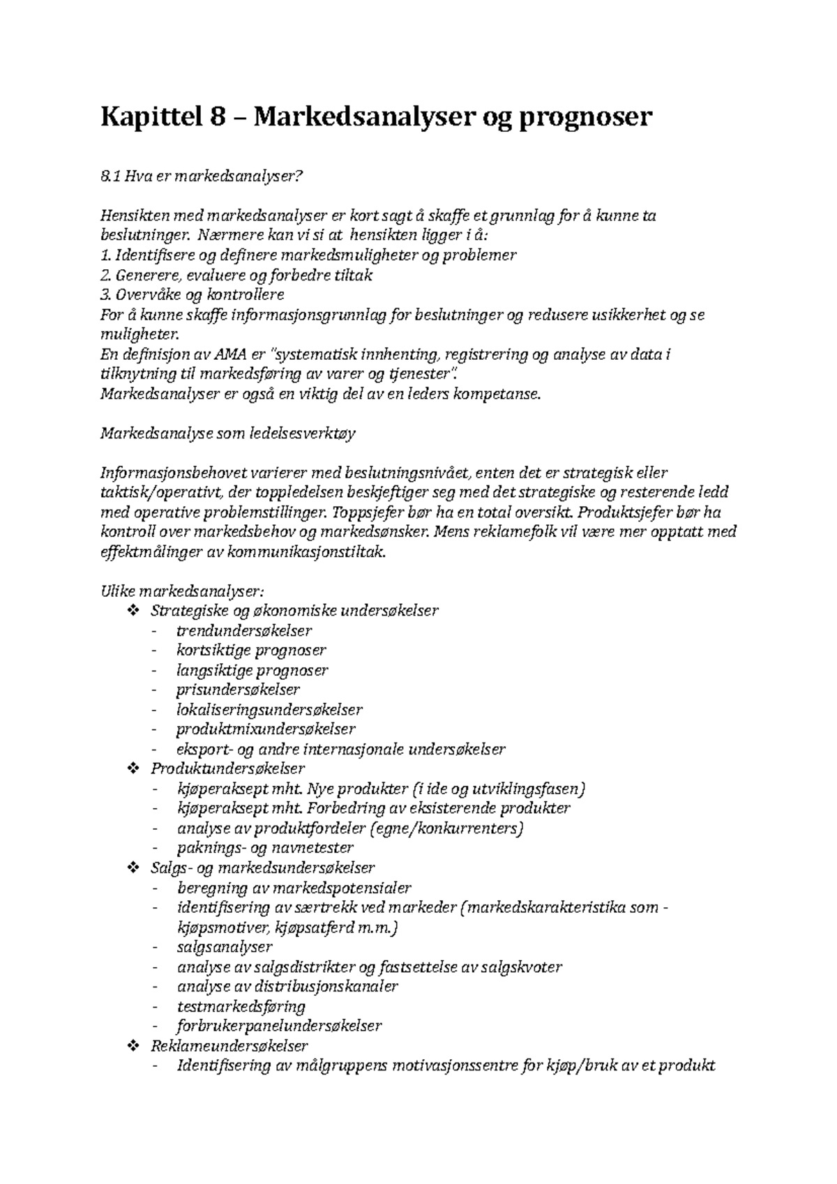 Kapittel 8 – Markedsanalyser og prognoser - Kapittel 8 ...