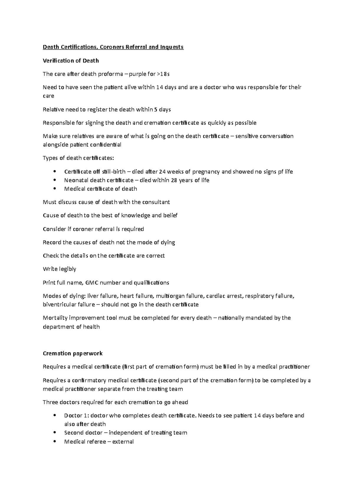 Death Certification Revision Lecture - Death Certifications, Coroners ...