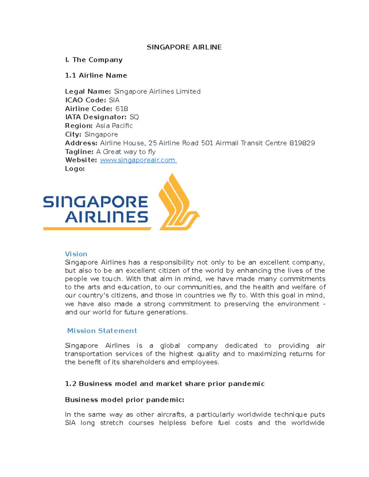 Singapore Airline Mrooms Guide SINGAPORE AIRLINE I The Company 1 singapore-airline-mrooms-guide-singapore-airline-i-the-company-1