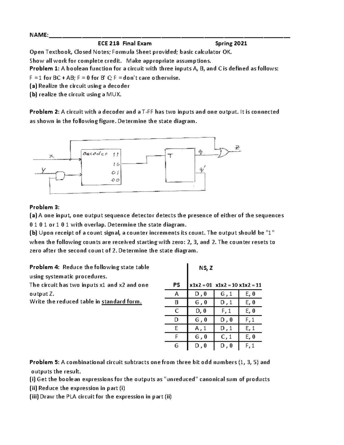 Ece 218 spring 21 final exam - - Studocu