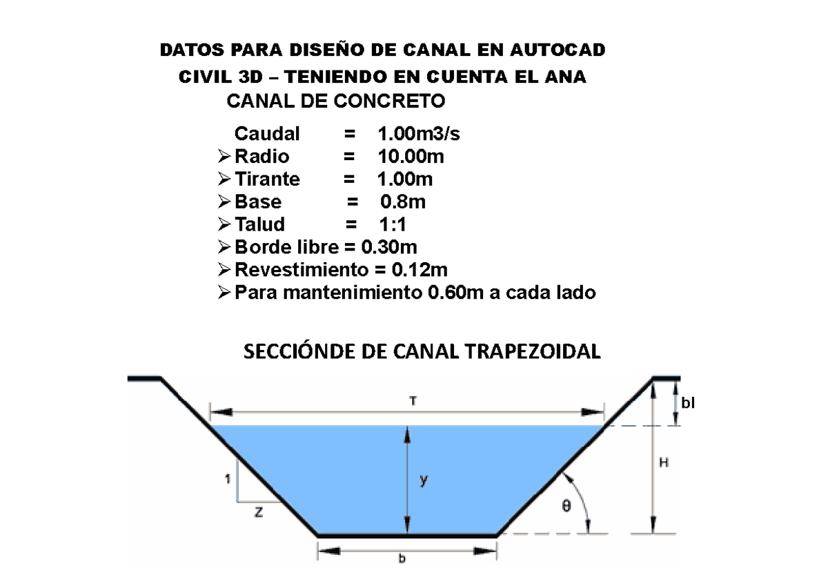 Datos PARA Diseño Canal - Jose Carlos Mariategui - SECCIÓNDE DE CANAL ...