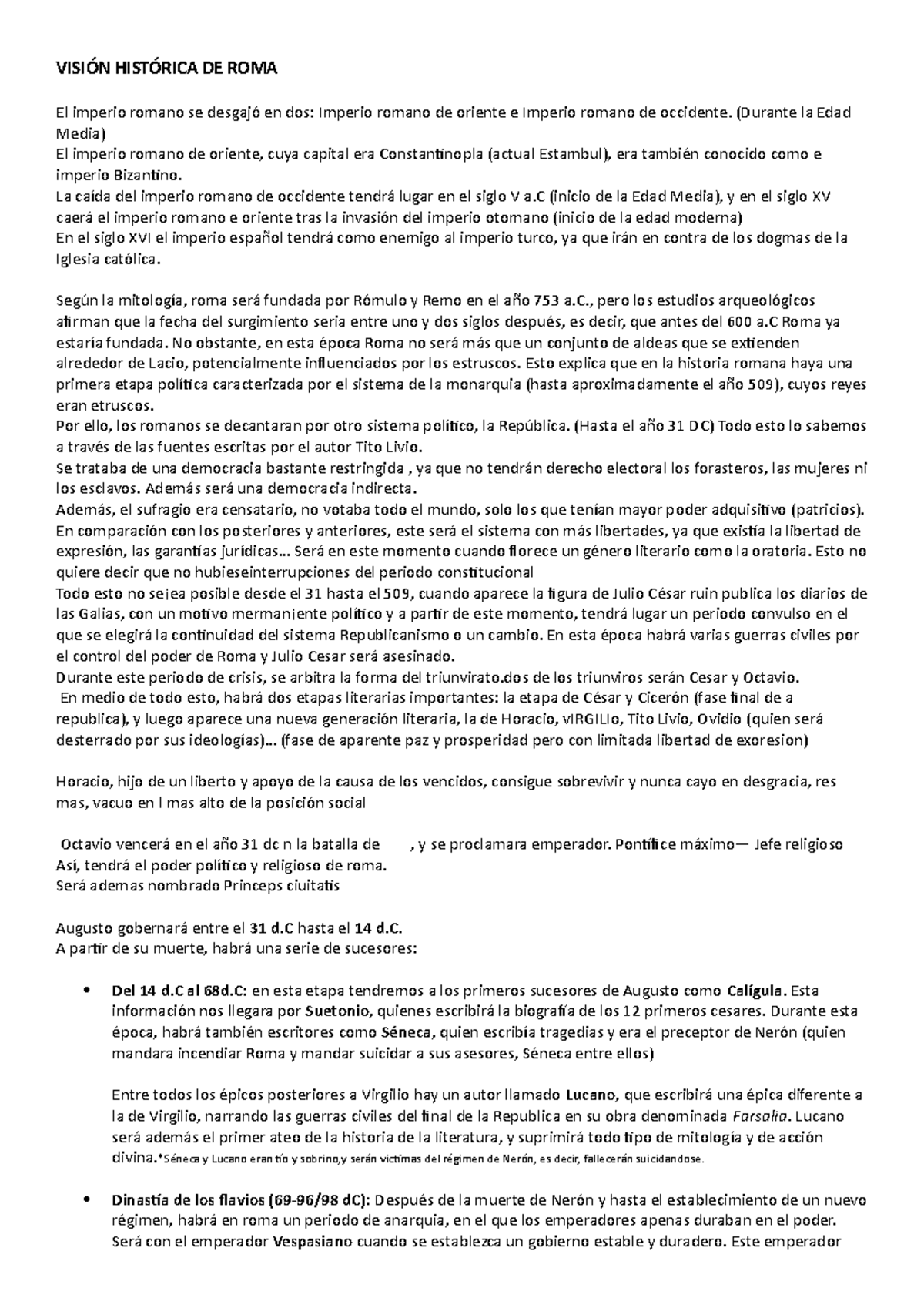Resumen visión histórica en Roma - VISIÓN HISTÓRICA DE ROMA El imperio ...