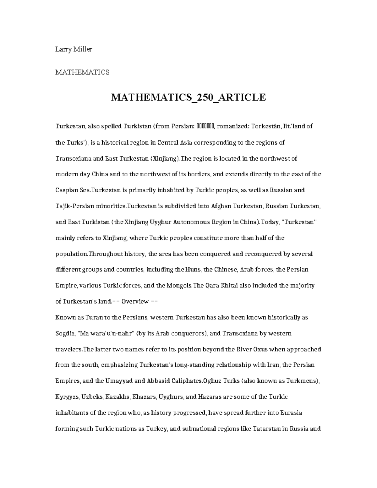 Mathematics 250 Article - Larry Miller MATHEMATICS MATHEMATICS_250 ...