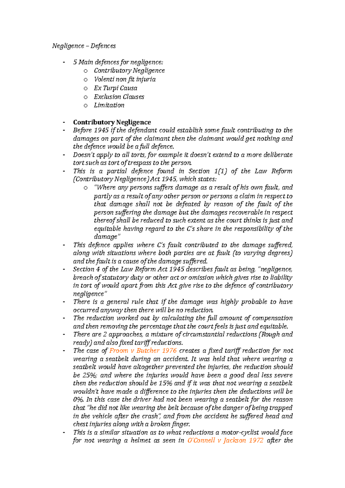 Negligence – Defences - Negligence – Defences 5 Main defences for ...