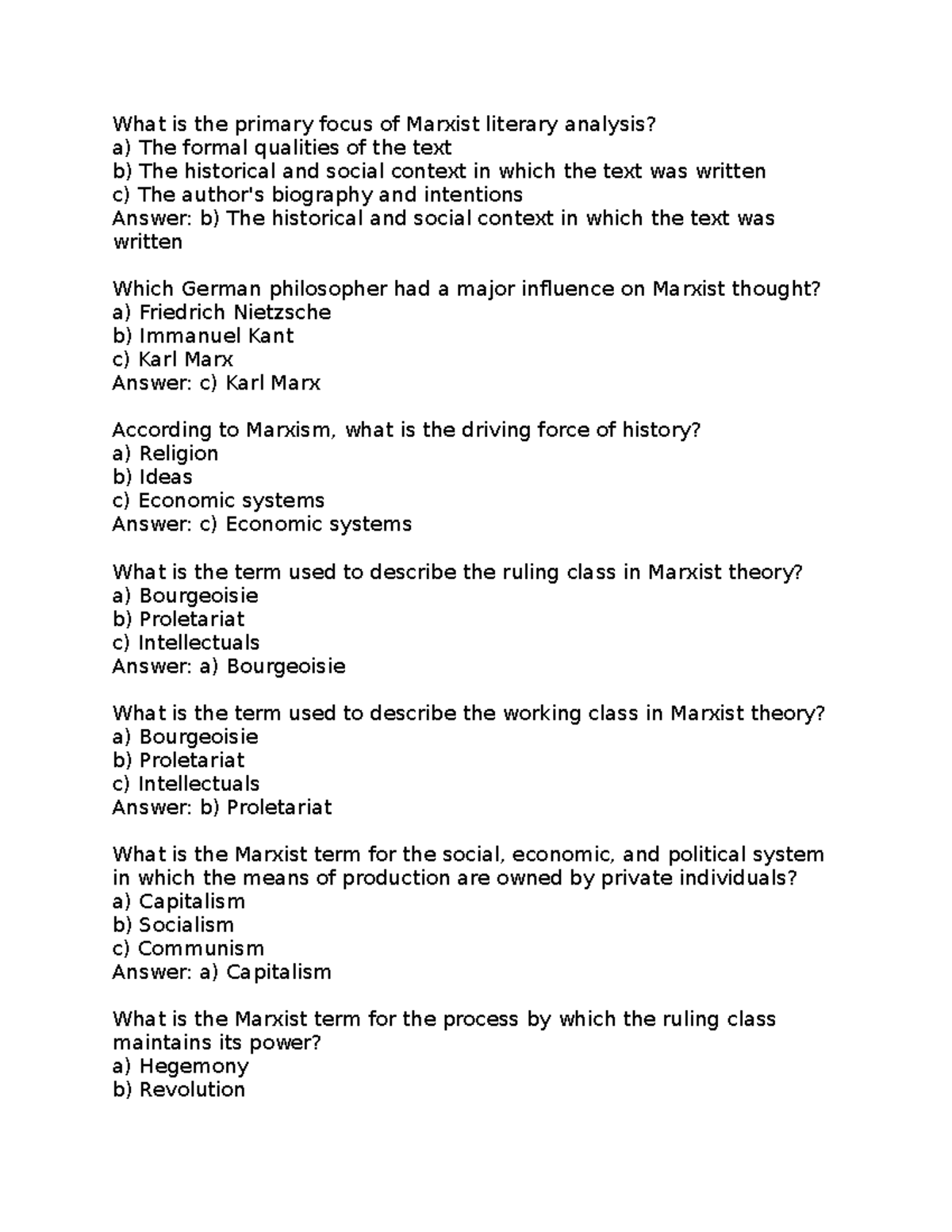 Marxism 3 - LITERARY CRITICISM - What is the primary focus of Marxist ...