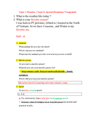 Ielts speaking - Midterm 2- Hp3 - SPEAKING - TEST 1 Part 1 Free time ...