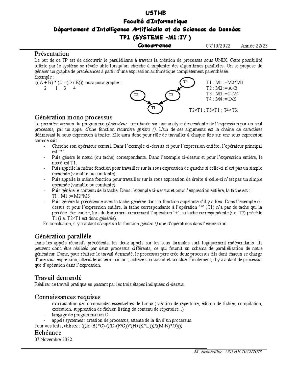Tp1 2223 1 - TP1 - USTHB Faculté d’Informatique Département d ...