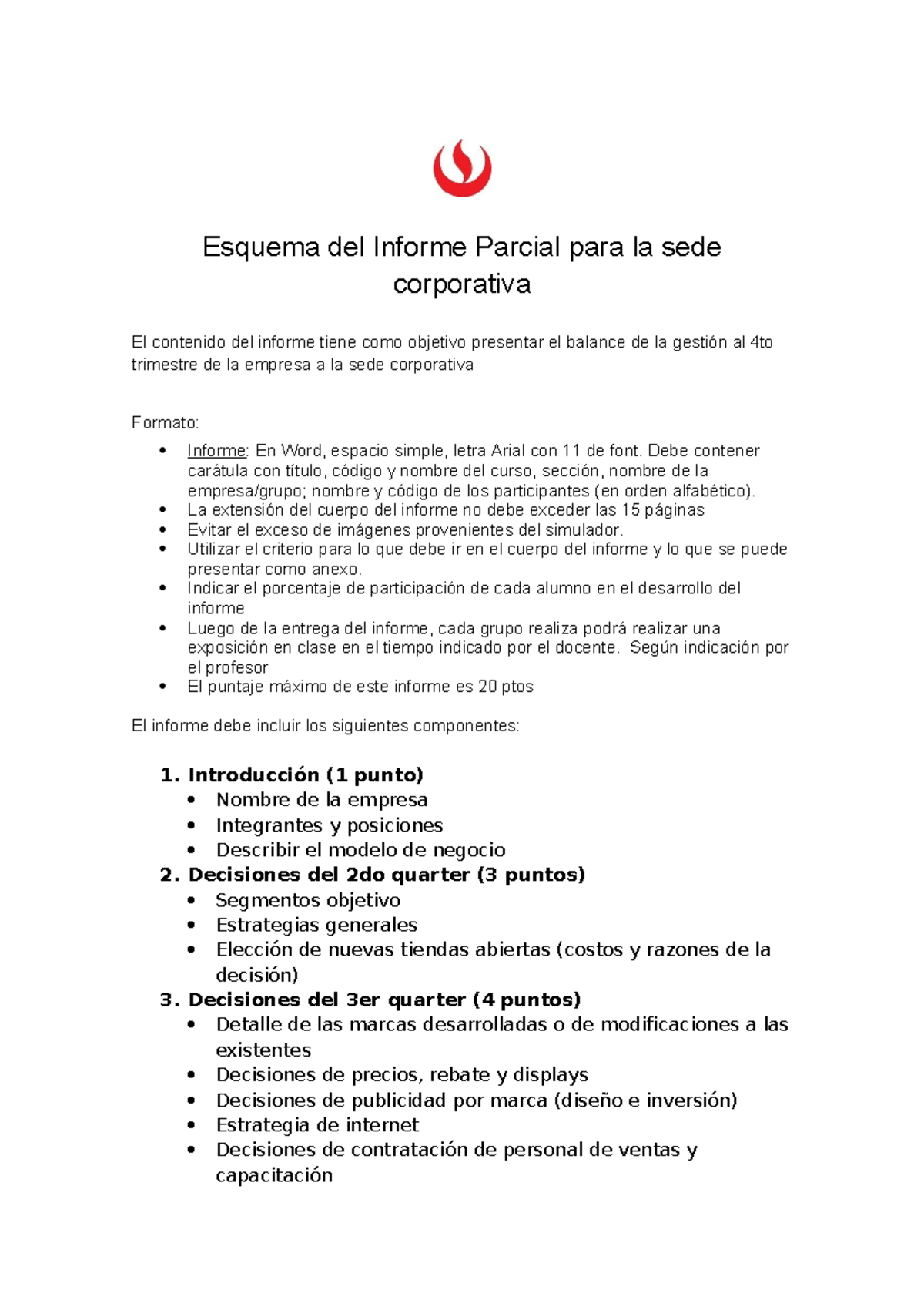 Rúbrica informe parcial informe simulador - Esquema del Informe Parcial ...