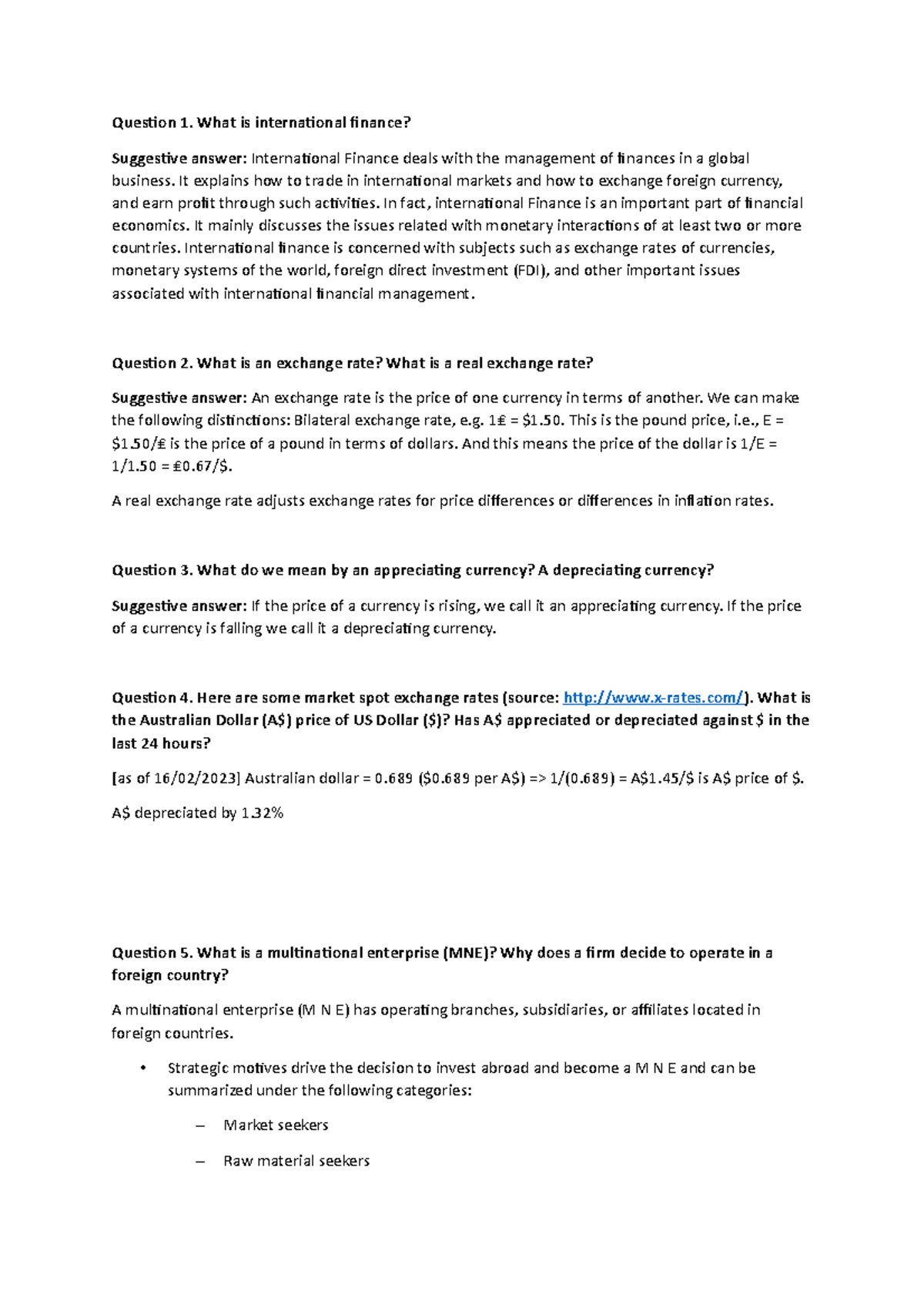 Week 1 Solutions - tute answers - B2001 - Monash - Studocu