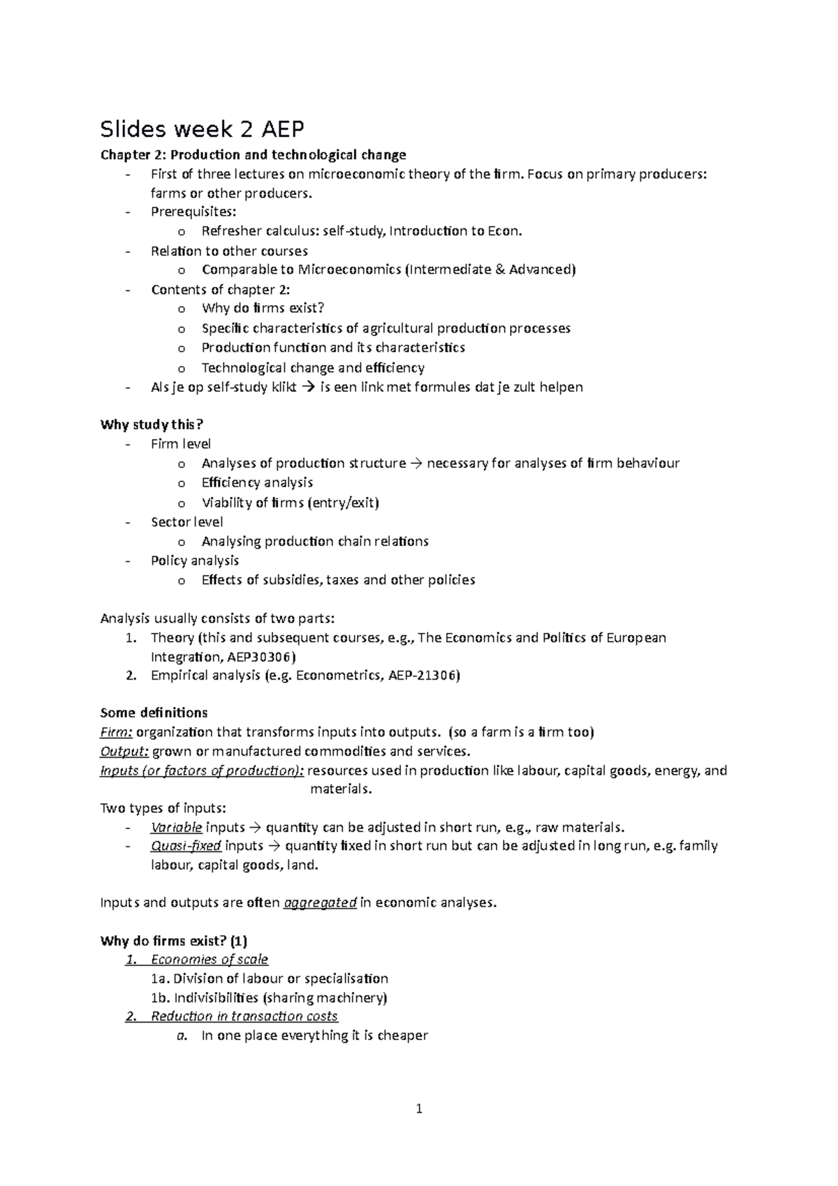 Slides week 2 AEP - college aantekeningen - Slides week 2 AEP Chapter 2 ...
