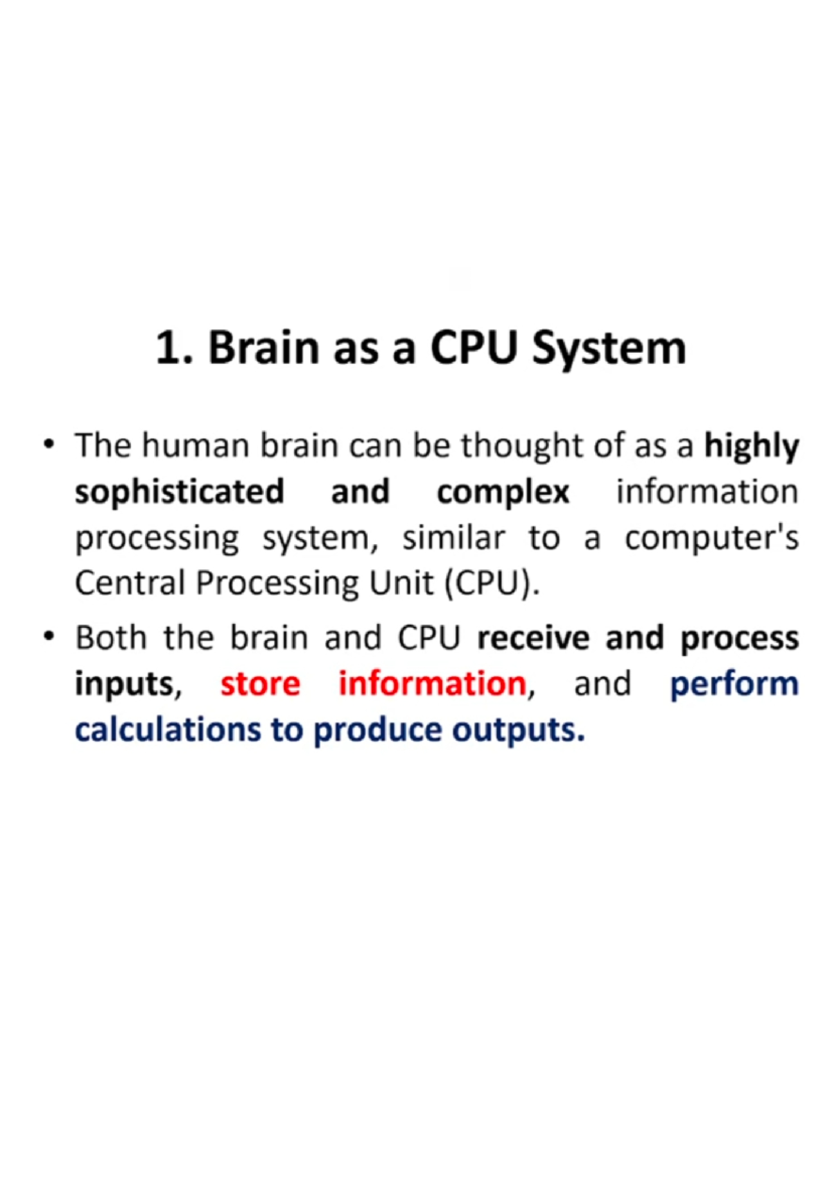 Brain as cpu system - ... - 1. Brain as a CPU System The human brain ...