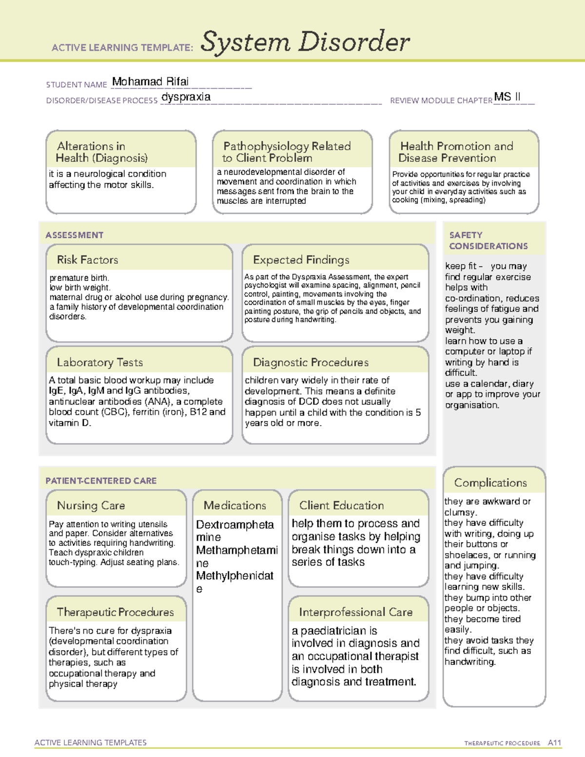 Dyspraxia - ACTIVE LEARNING TEMPLATES THERAPEUTIC PROCEDURE A System ...