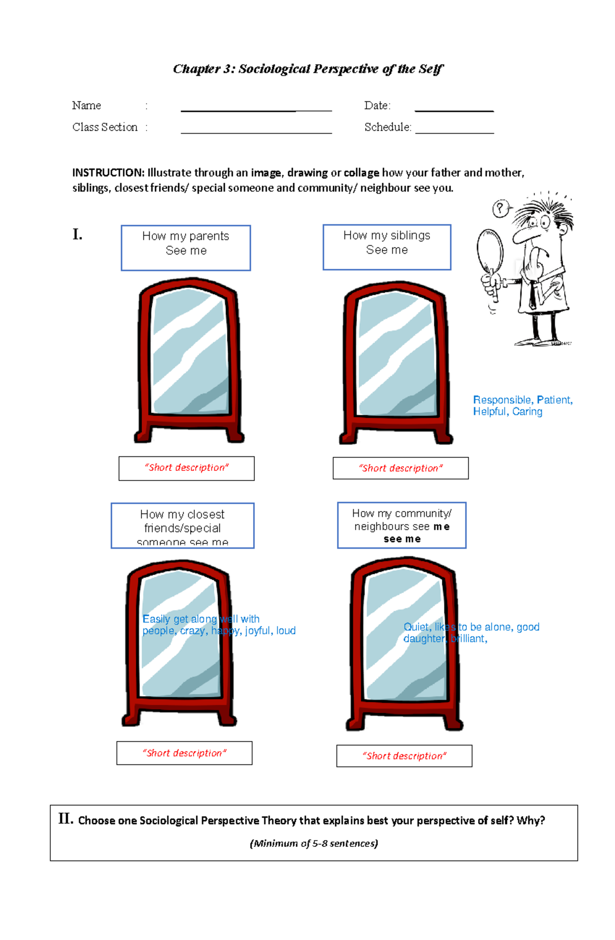 UTS Chap3 - Chapter 3: Sociological Perspective of the Self Name ...