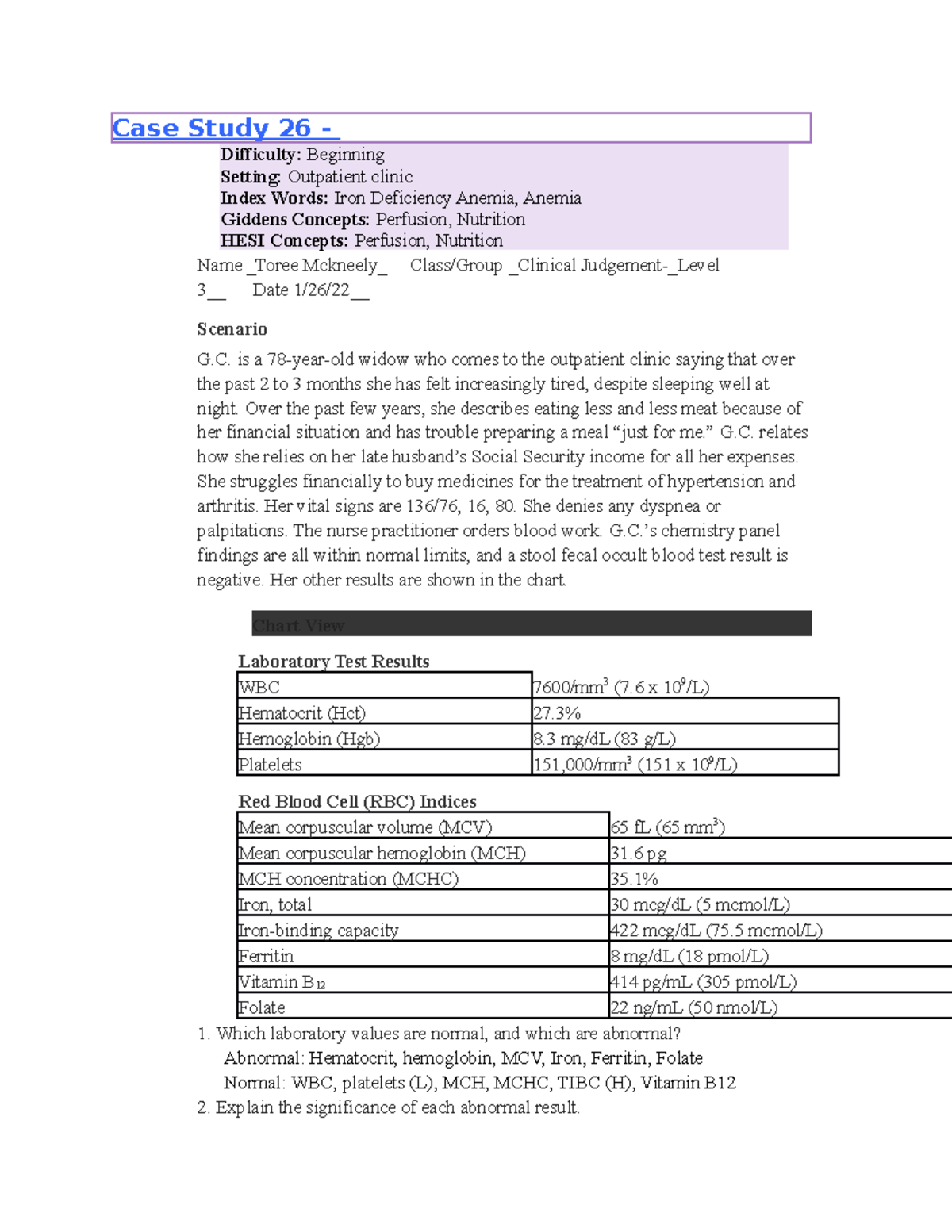 Case Study 26 - n/a - Case Study 26 - Difficulty: Beginning Setting ...