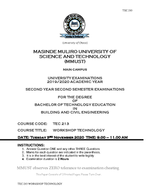 Workshop Technology notes 1 - WORKSHOP TECHNOLOGY WORKSHOP SAFETY RULES ...