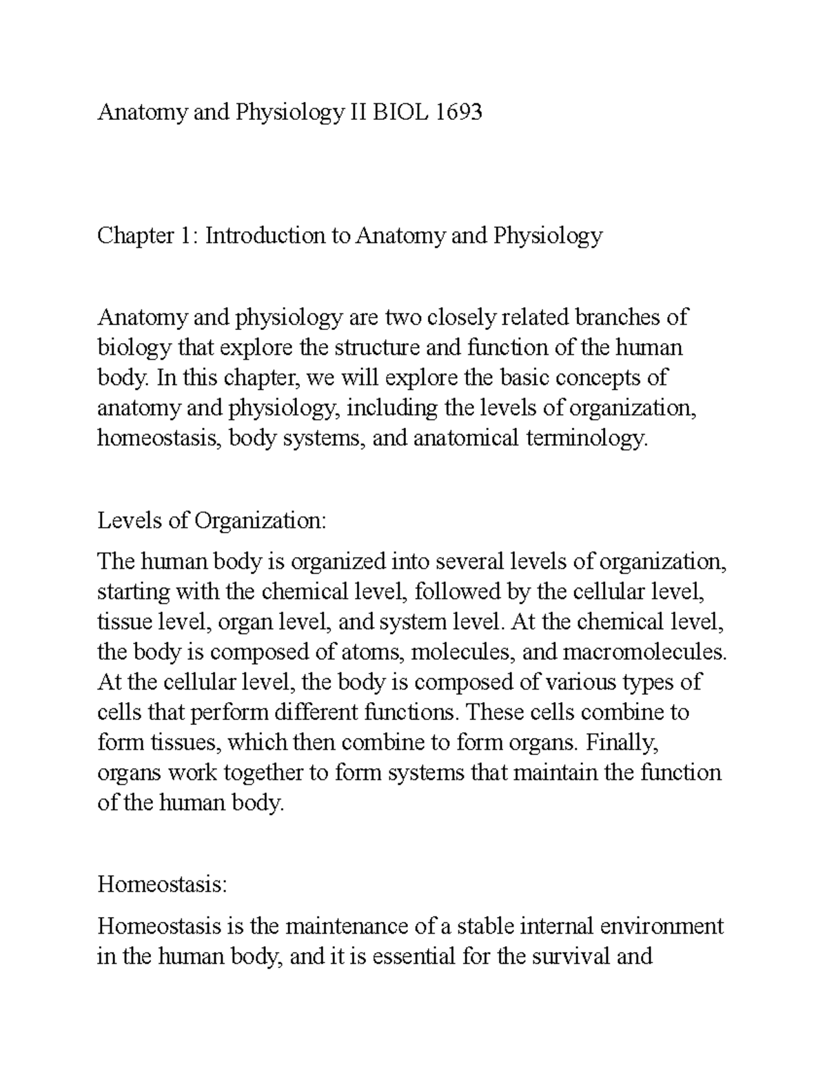 Anatomy and Physiology II BIOL 1693 - In this chapter, we will explore ...