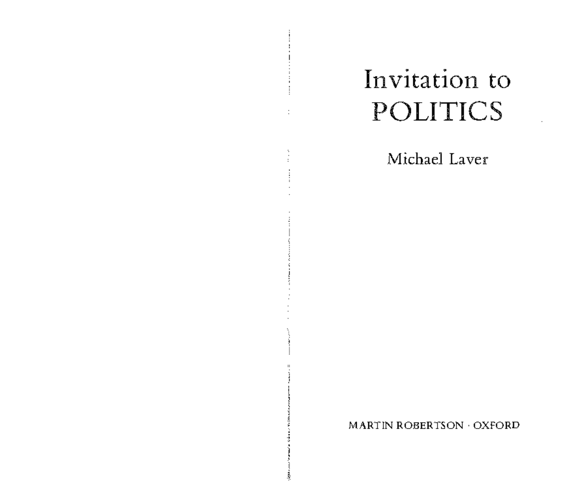 Michel Laver- Libro en Inglés - Invitation to POLITICS Michael Laver ...