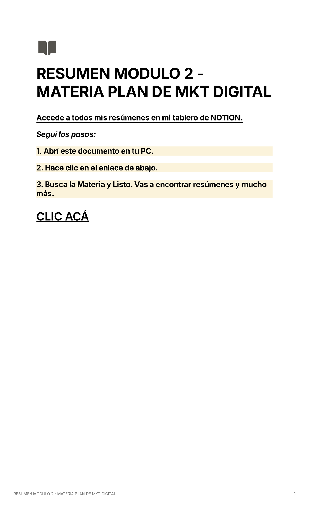 Modulo 2 Completo - RESUMEN MODULO 2 MATERIA PLAN DE MKT DIGITAL 1 RESUMEN MODULO 2 - MATERIA ...