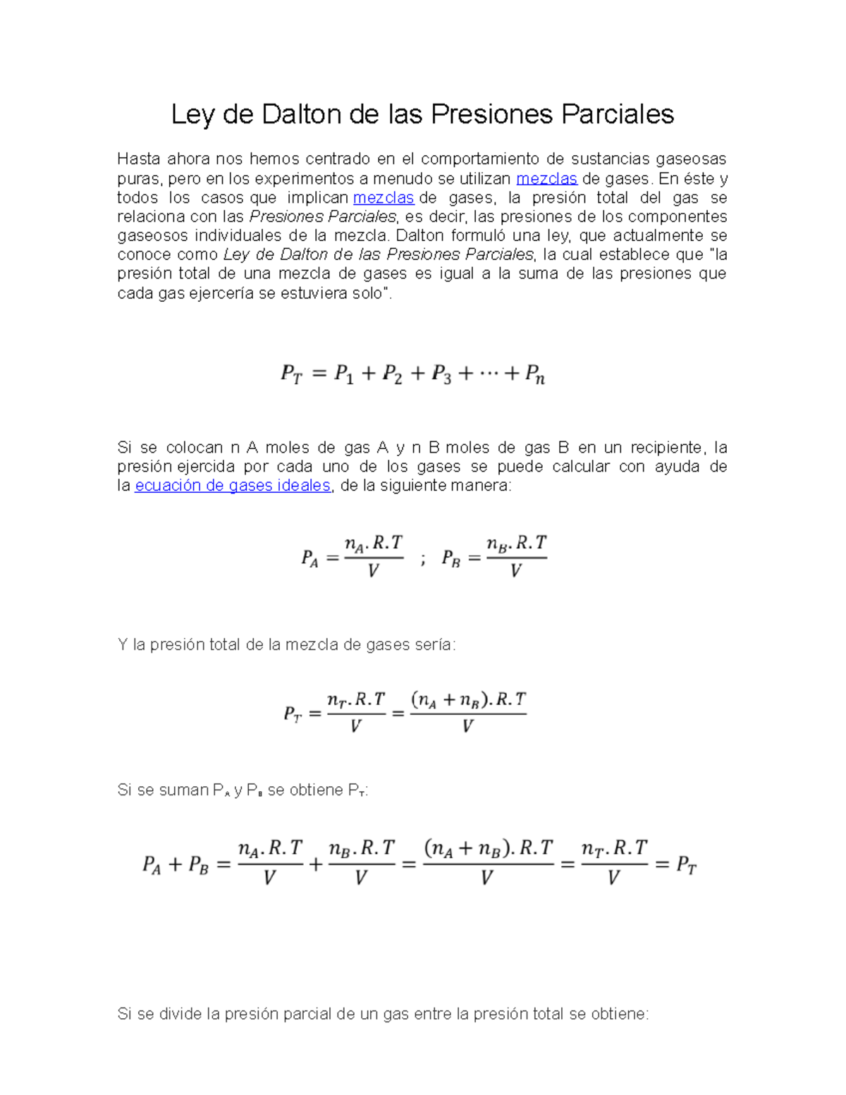 Ley de Dalton de las Presiones Parciales - Principios de Ingenieria ...