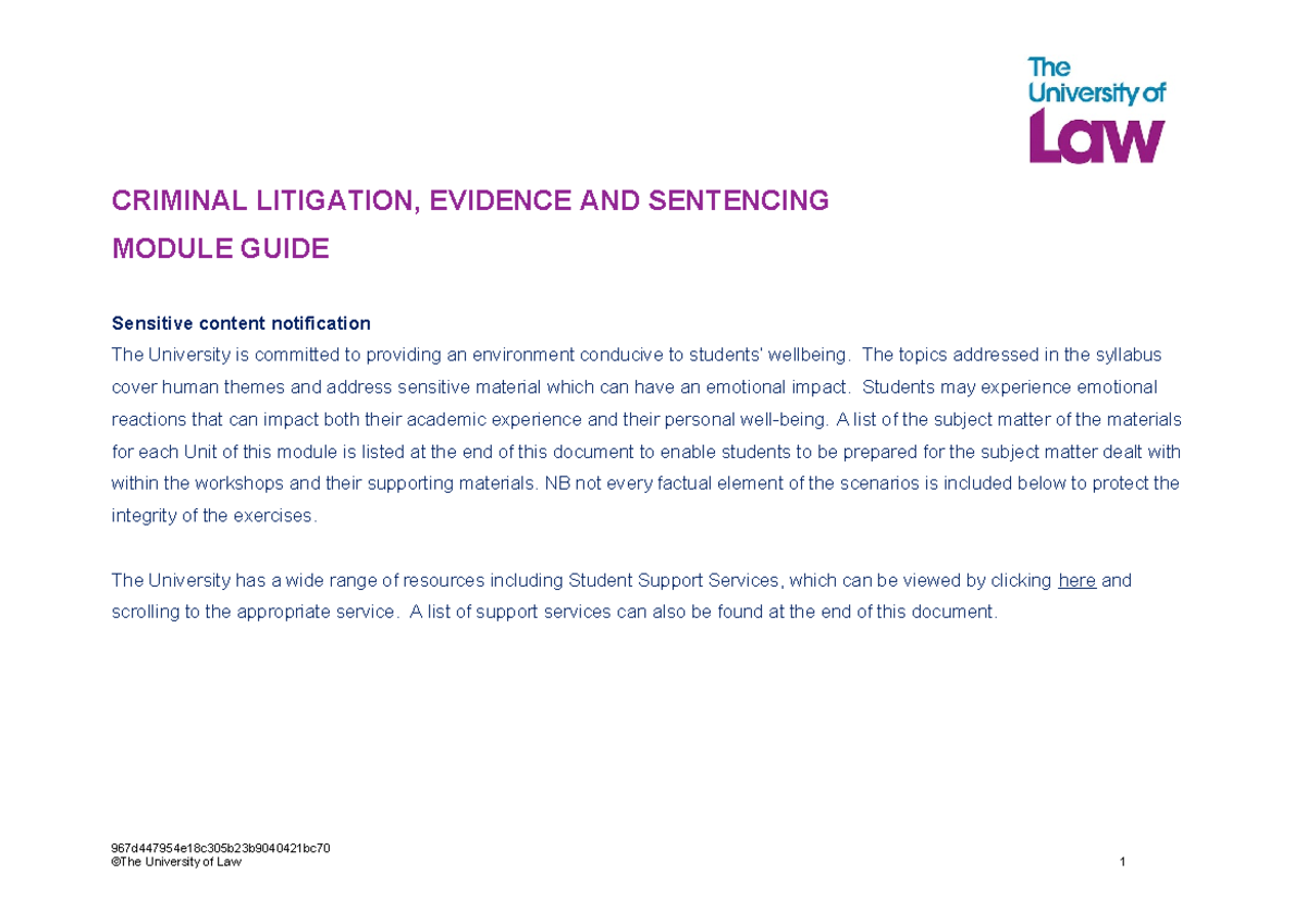 2425 crim ce01 module guide - CRIMINAL LITIGATION, EVIDENCE AND ...