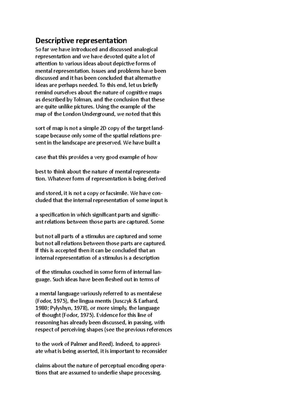 Descriptive representation - Issues and problems have been discussed ...