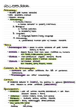 Ch 8 notes - "muts 11. Bioarcheology -study of human remains from ...