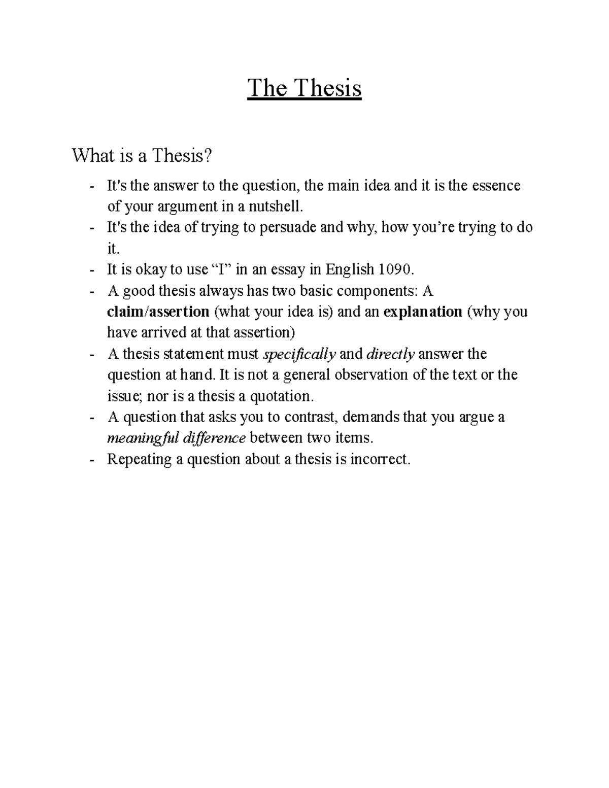 The Thesis - The Thesis What is a Thesis? - It's the answer to the ...