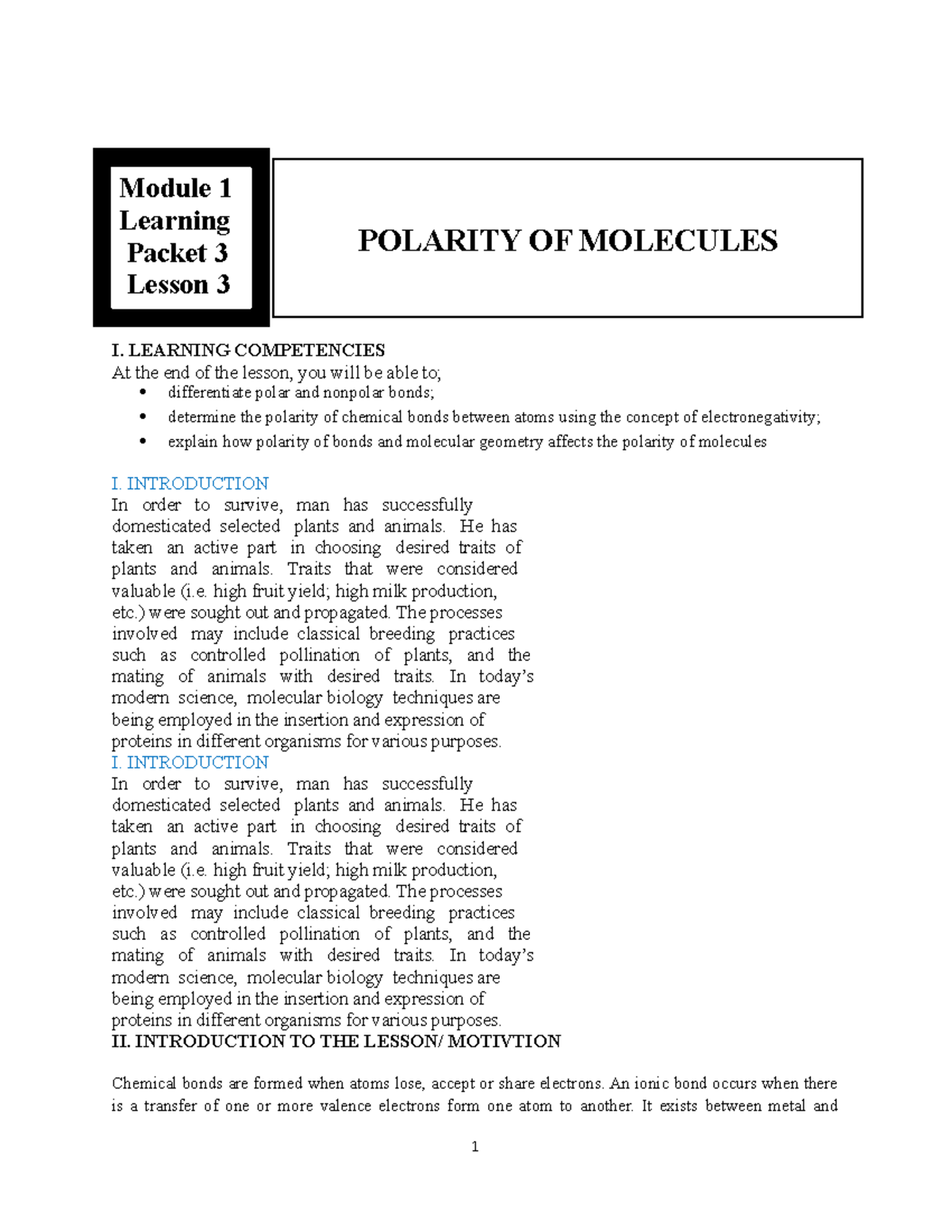 Physical Science M1W3 - Module 1 Learning Packet 3 Lesson 3 I. LEARNING ...