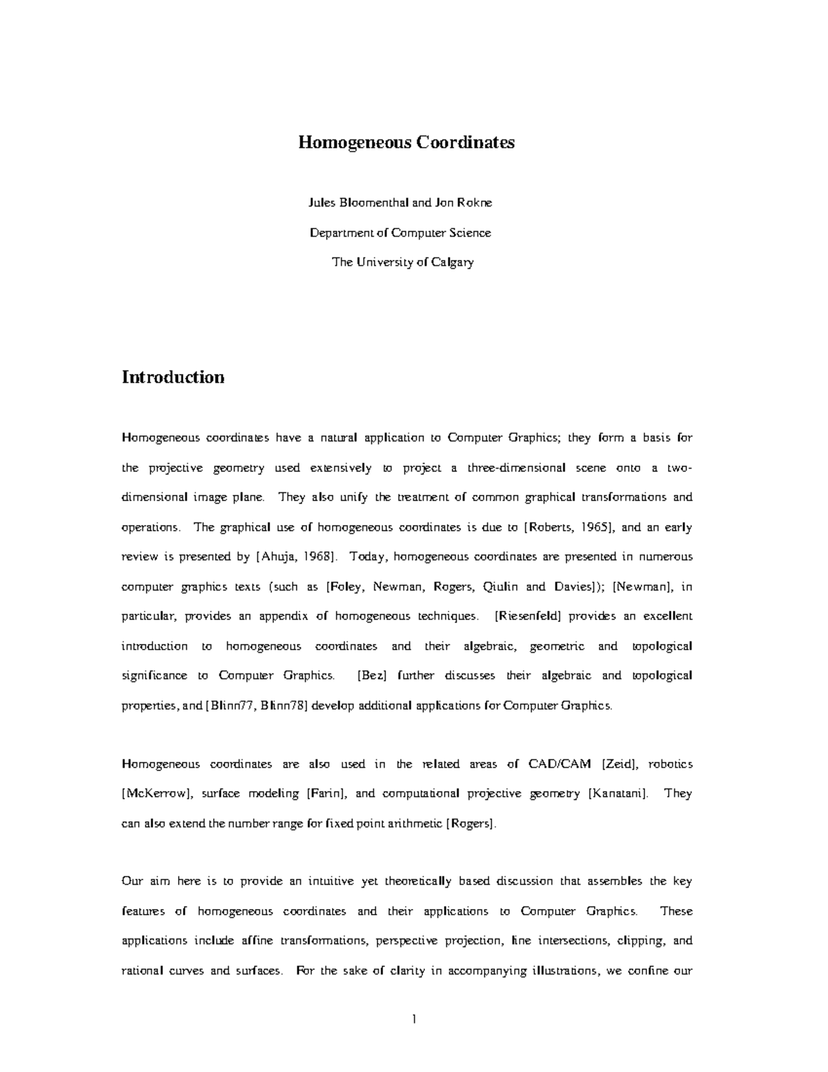 Homocoords - Lecture - 1 Homogeneous Coordinates Jules Bloomenthal and ...