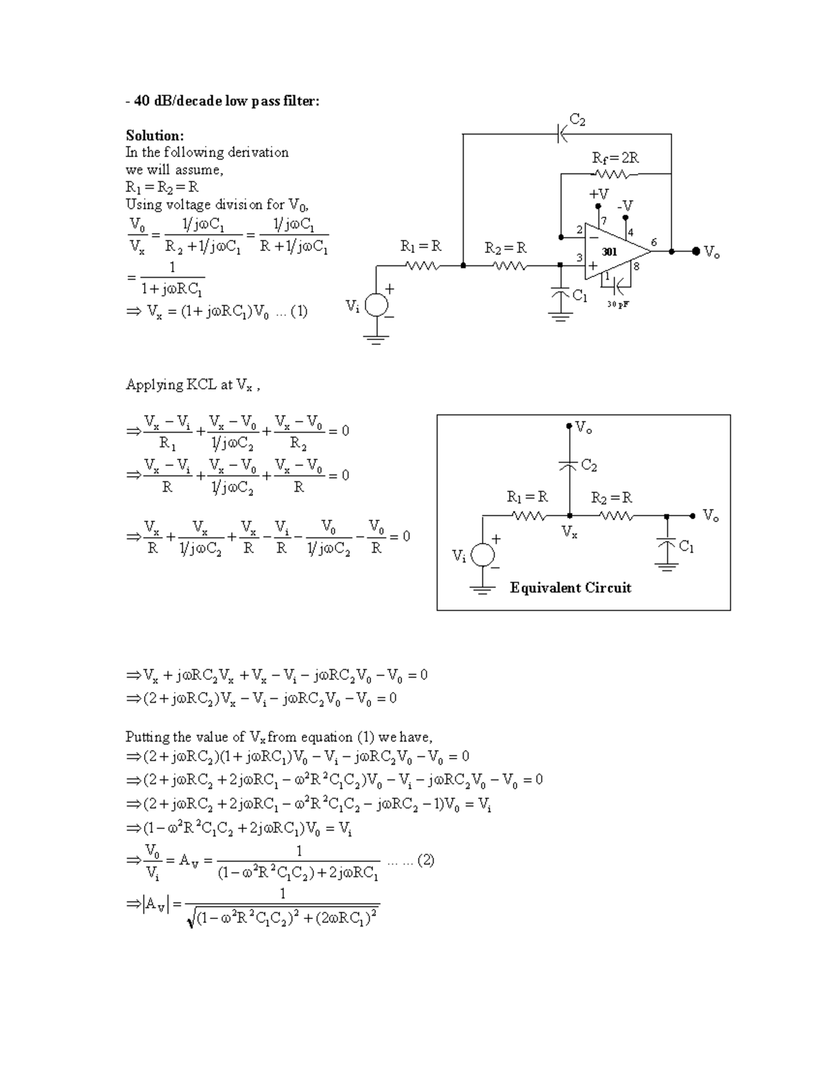 Optional Reading on Module-03 - 40 dB/decade low pass filter: Solution ...