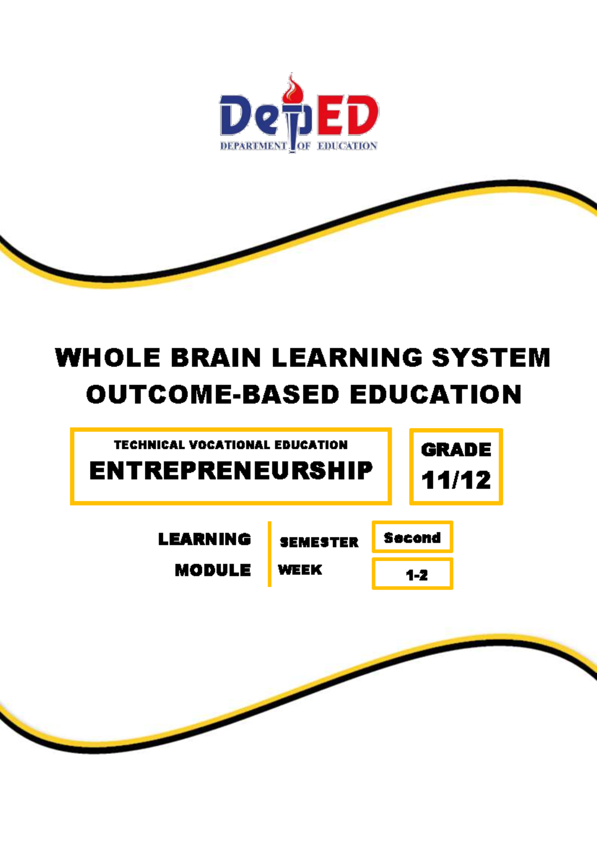 Grade 11-12 Entrepreneurship TVL Q3WK1-2 - ####### Department of ...