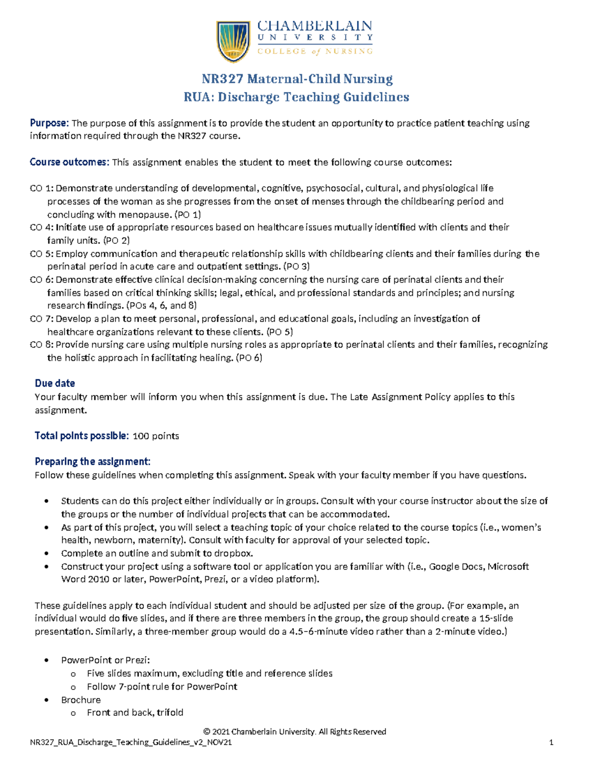 NR327 RUA Discharge Teaching Guidelines v2 NOV21 - RUA: Discharge ...