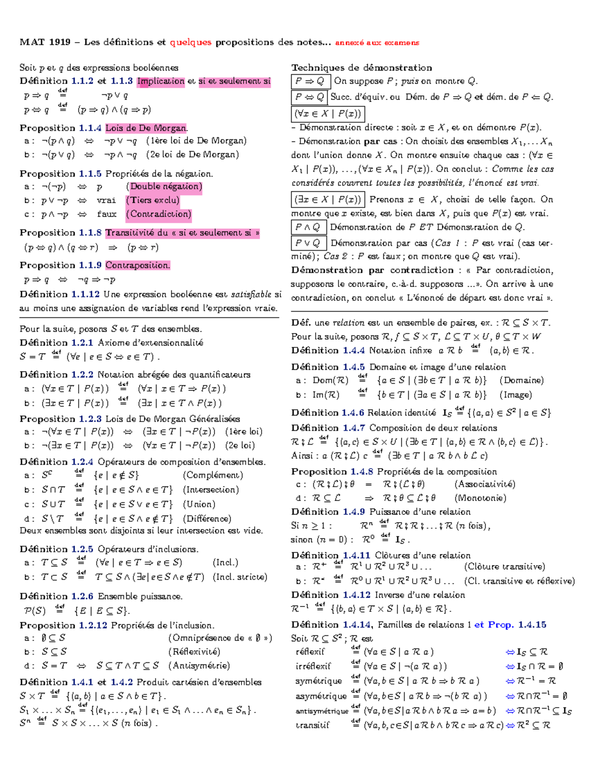 Aide-mémoire Math de l'info - MAT 1919 – Les définitions et quelques ...