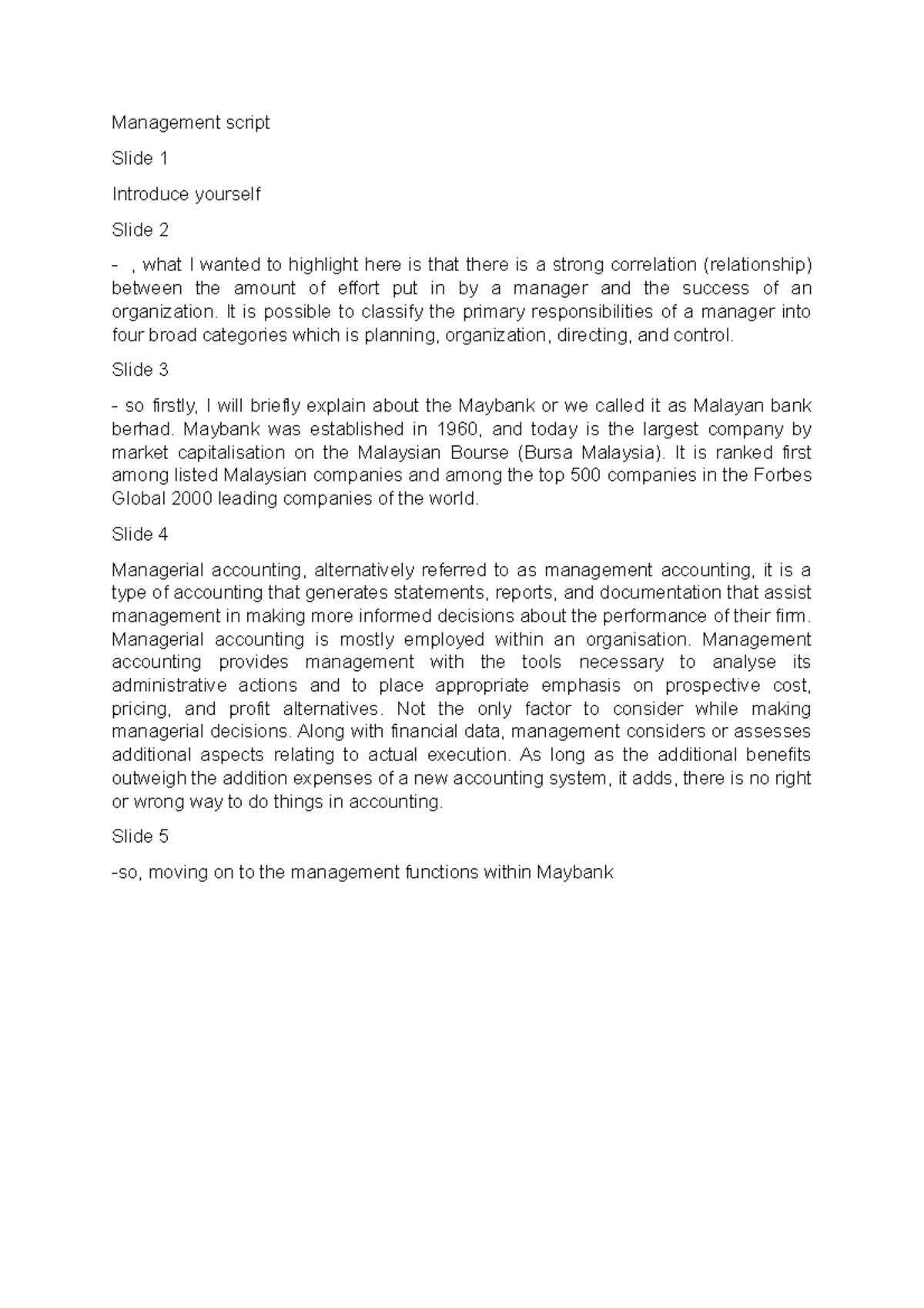 Management script - DDCASCACS - Management script Slide 1 Introduce ...