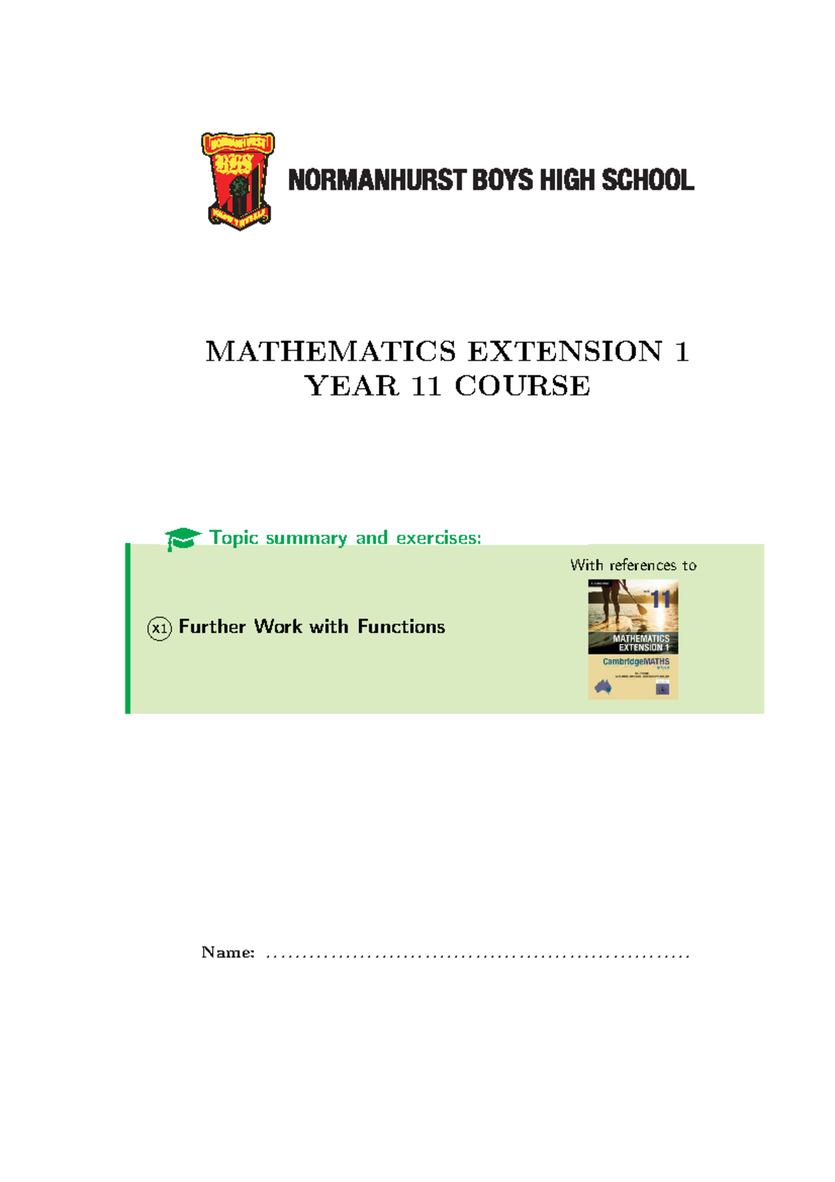 Topic 3 Further Work with Functions - 200237 - UWS - Studocu