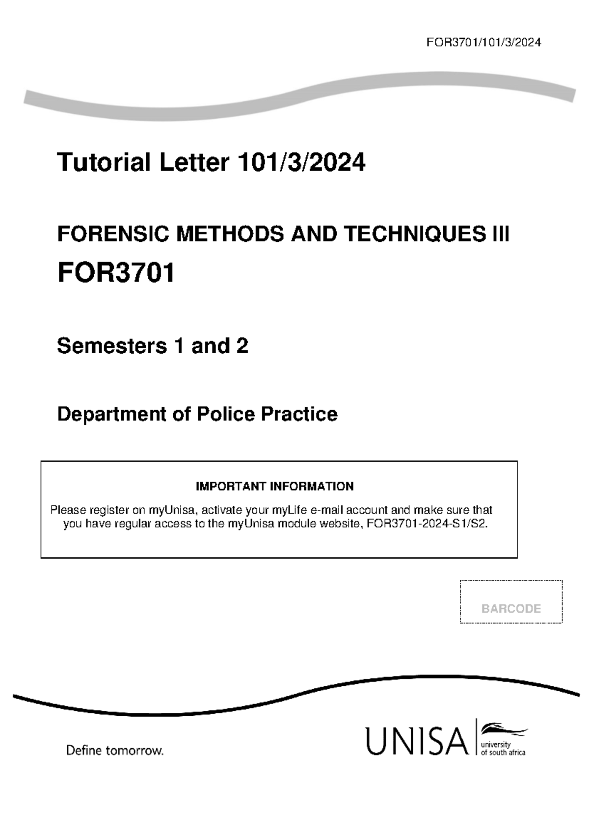 FOR3701 TL101 3 2024 edited - FOR 3701 /101/3/ 2024 Tutorial Letter 101 ...