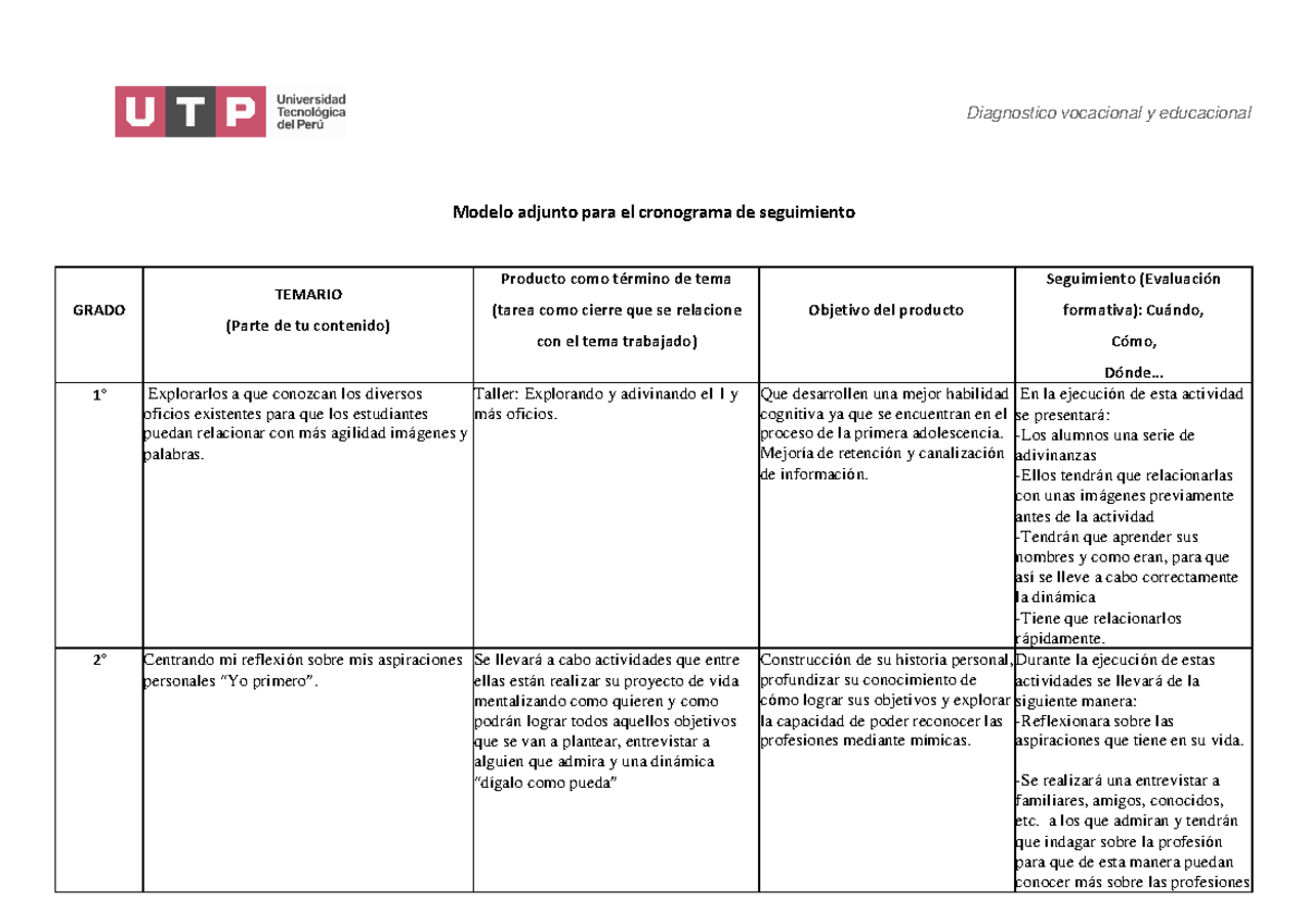 Semana 11 - PDF - Modelo adjunto de cronograma de seguimiento (Codarlupo Vargas Adriana) - - Studocu