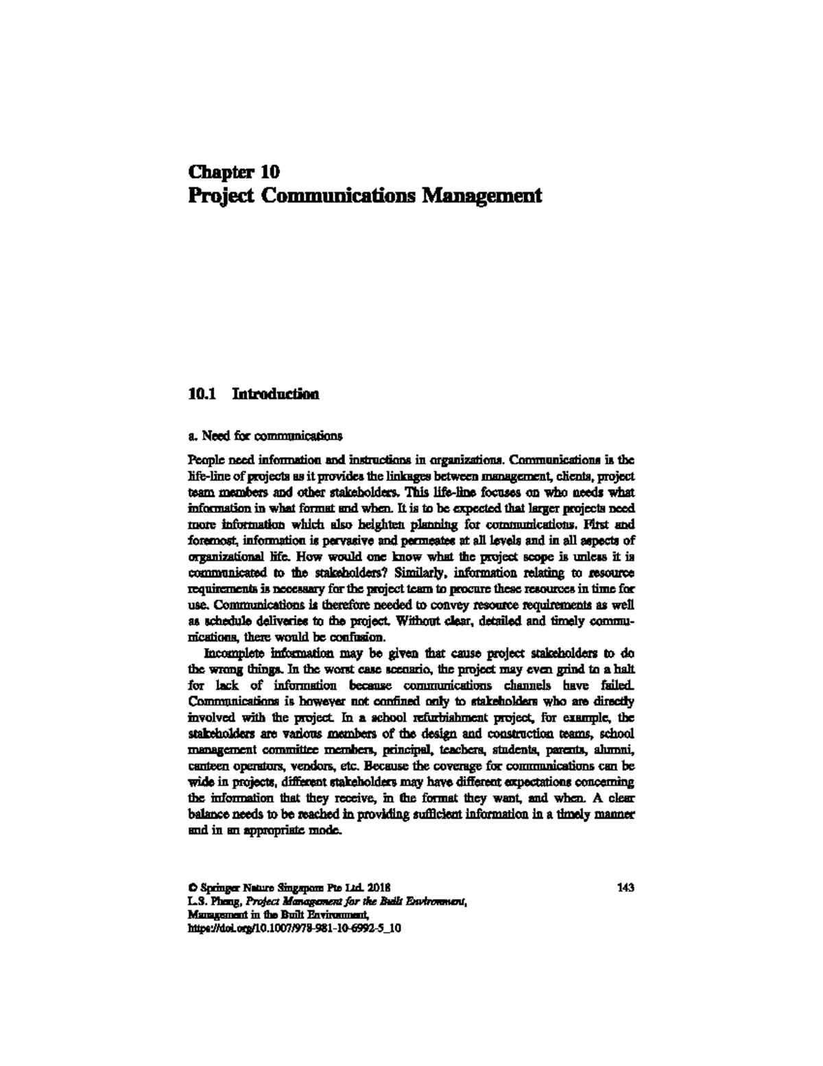 Chapter 10 Project Communications Management - PM5101 - NUS - Studocu