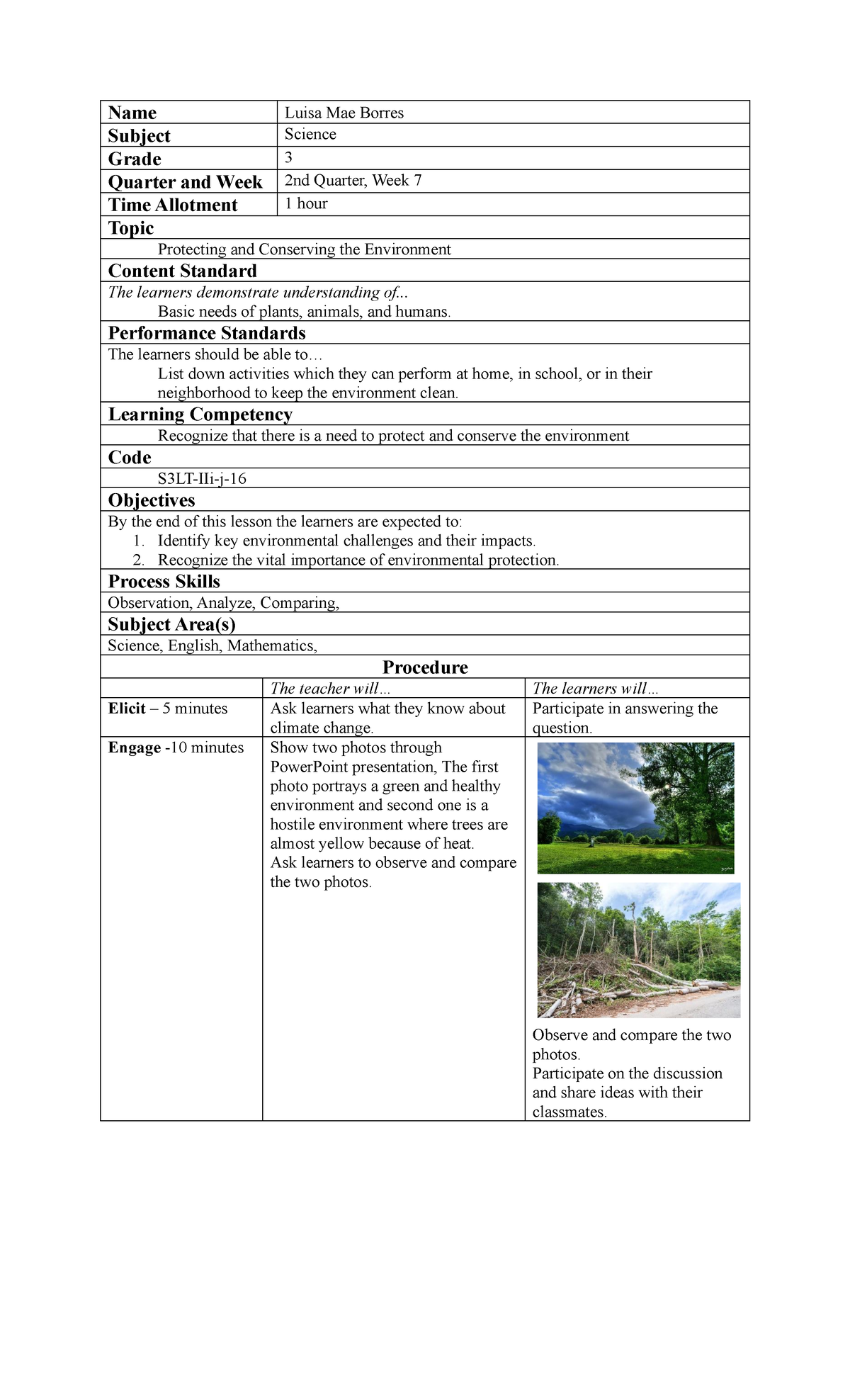 Protecting and Conserving the Environment - Name Luisa Mae Borres ...