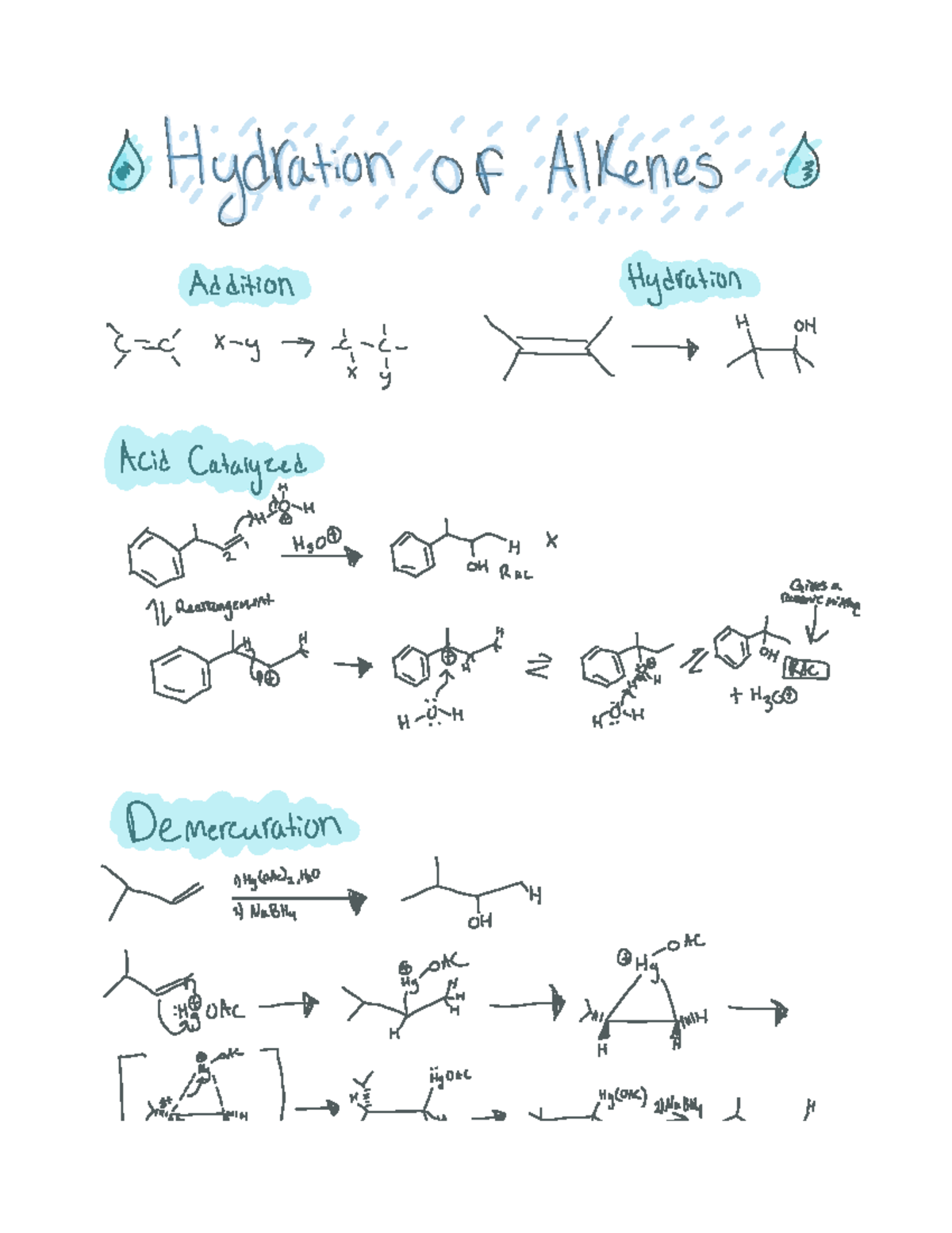 Hydration of Alkenes - CHEM 233 - Alkenes Hydration of Addition ex ...